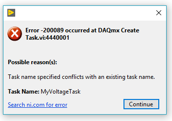 使用DAQmx Create Task出现错误-200089 - NI