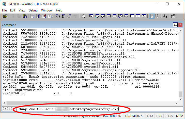 Obtaining a WinDbg Dump File to Troubleshoot Crashes in NI Software - NI