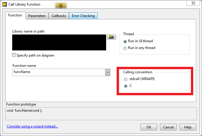 Error 1097 Occurred at Call Library Function Node - NI