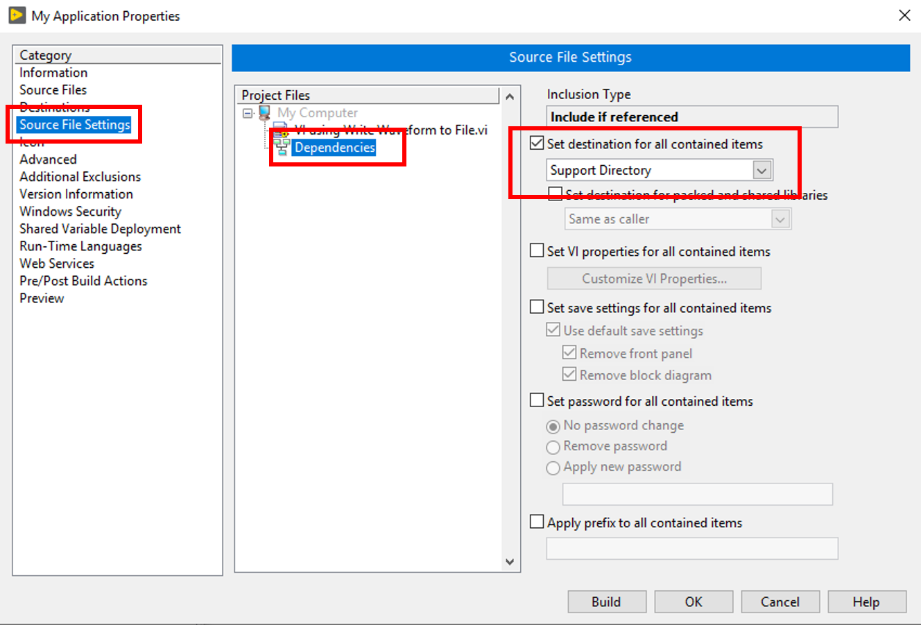 Labview Executable Can T Find The Write Waveform To File Vi After It