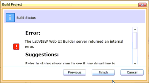 Archived: Errors Using Web UI Builder - NI