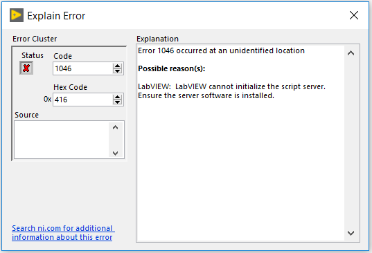 Error 1046 When Using A Mathscript Node Or Matlab Script In Labview Ni 4225